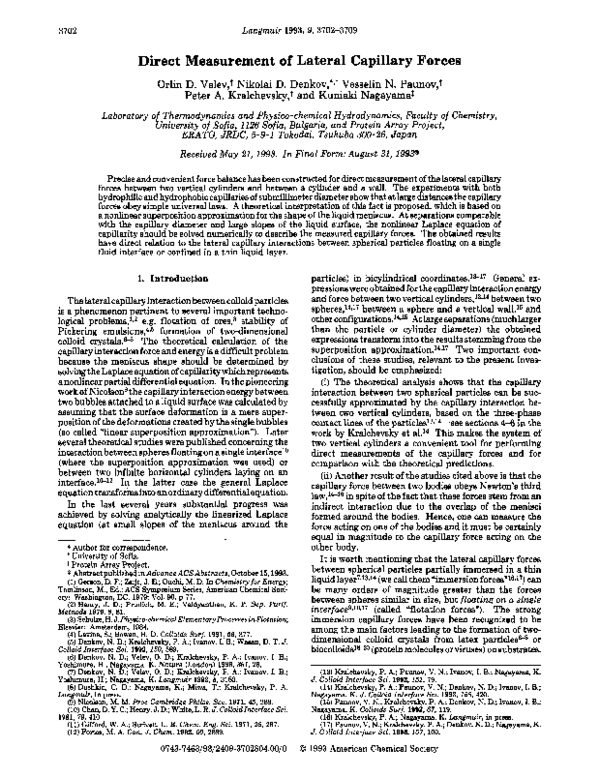 (PDF) Direct measurement of lateral capillary forces
