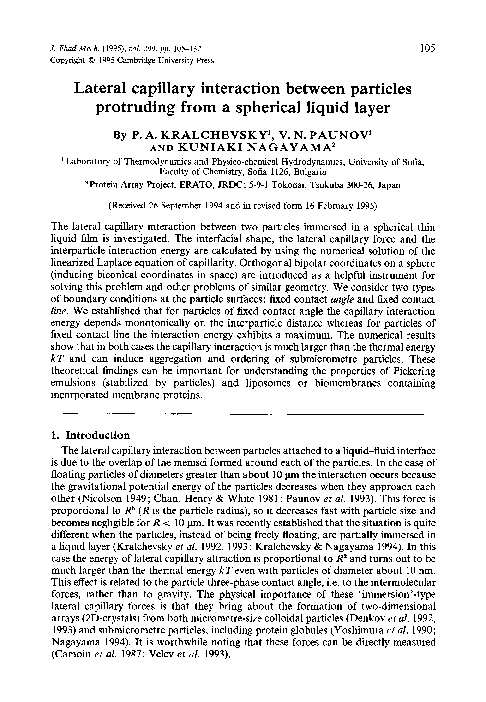 (PDF) Lateral capillary interaction between particles protruding from a ...