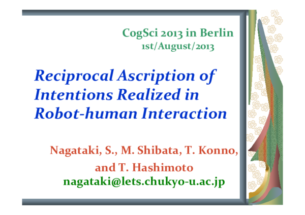 (PDF) Reciprocal Ascription of Intentions Realized in Robot-human ...