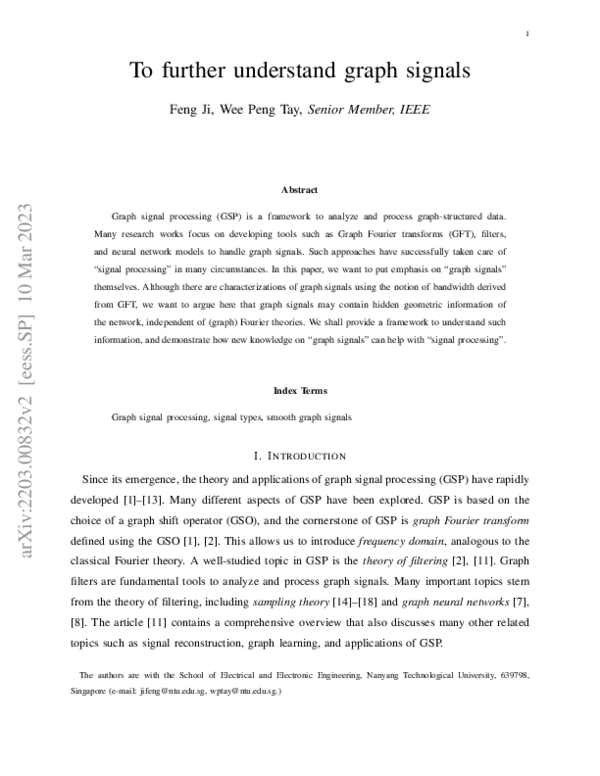 (PDF) To further understand graph signals