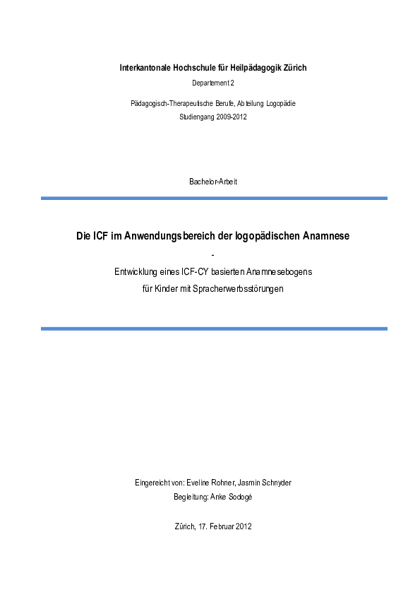 (PDF) Die ICF im Anwendungsbereich der logopädischen Anamnese ...