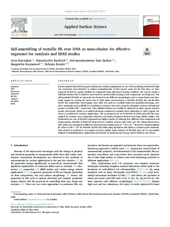 (PDF) Self-assembling of metallic Rh over DNA as nano-chains: An ...