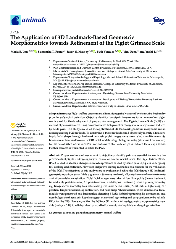 (PDF) The Application of 3D Landmark-Based Geometric Morphometrics towards Refinement of the ...