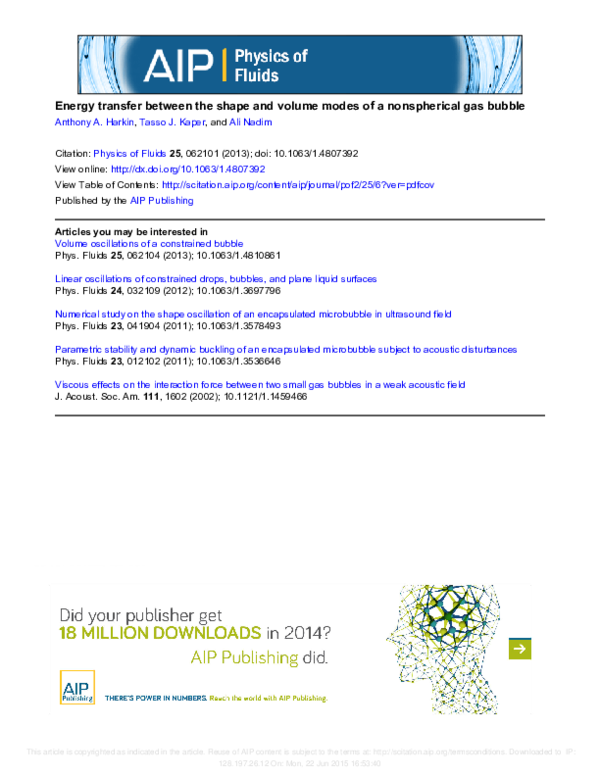 (PDF) Energy transfer between the shape and volume modes of a ...