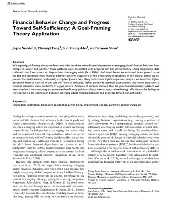 (PDF) Financial Behavior Change and Progress Toward Self-Sufficiency: A ...