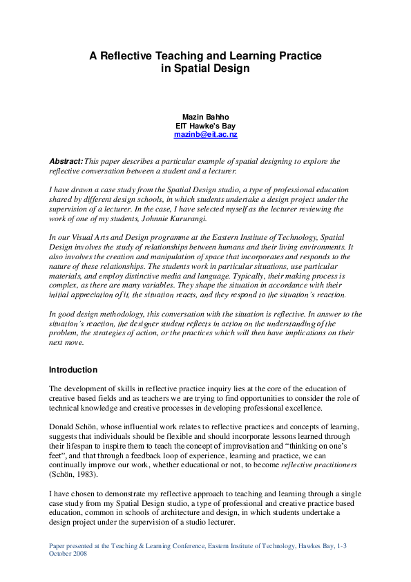 (PDF) Reflective Practices in Spatial Design Education