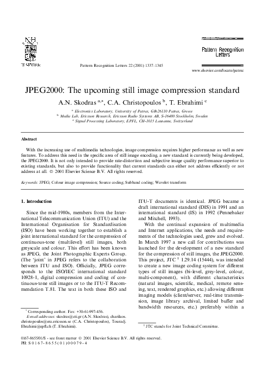 (PDF) JPEG2000: The upcoming still image compression standard