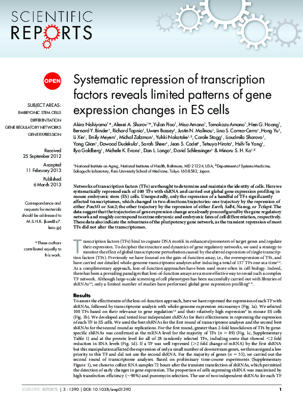 Pdf Systematic Repression Of Transcription Factors Reveals Limited Patterns Of Gene Expression