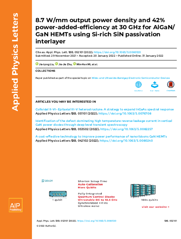 (PDF) 8.7 W/mm output power density and 42% power-added-efficiency at ...
