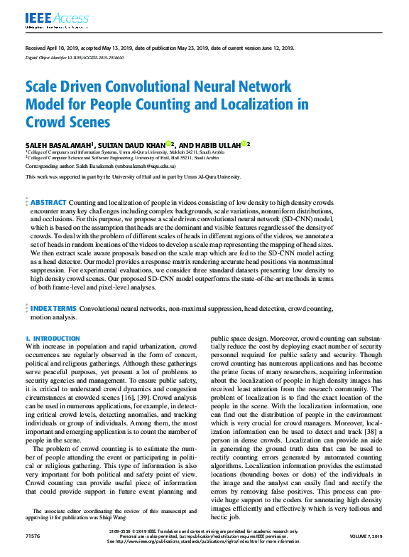 Pdf Scale Driven Convolutional Neural Network Model For People Counting And Localization In
