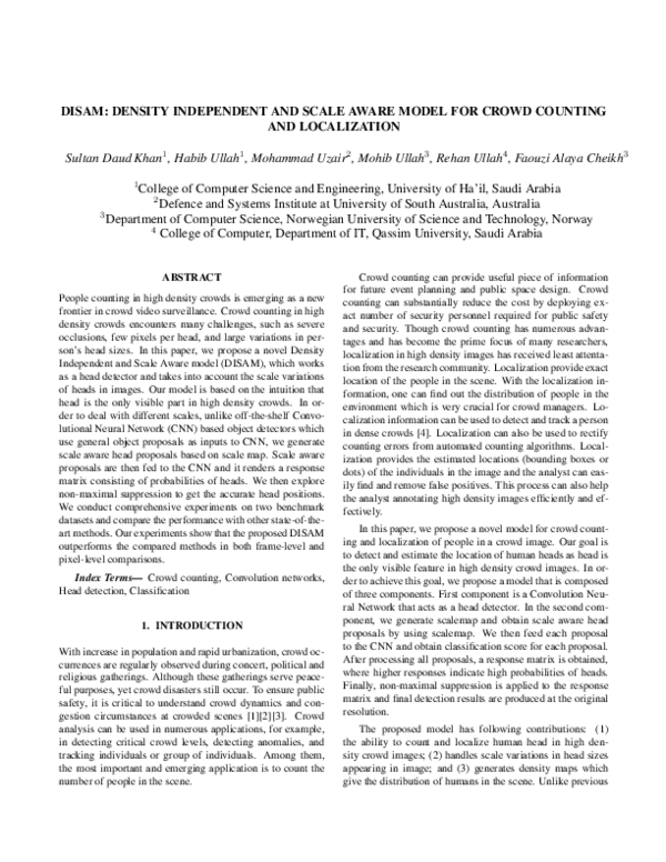 (PDF) Disam: Density Independent and Scale Aware Model for Crowd ...