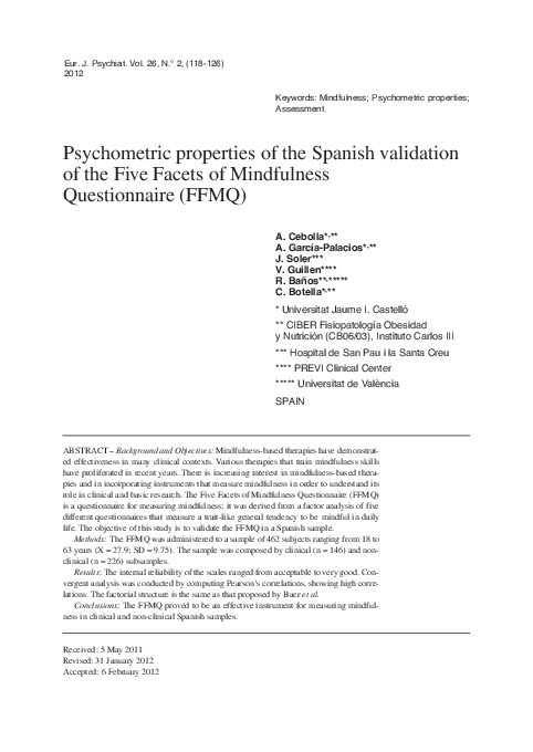 (PDF) Psychometric properties of the Spanish validation of the Five ...