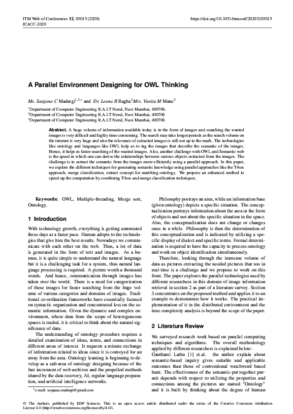(PDF) A Parallel Environment Designing for OWL Thinking