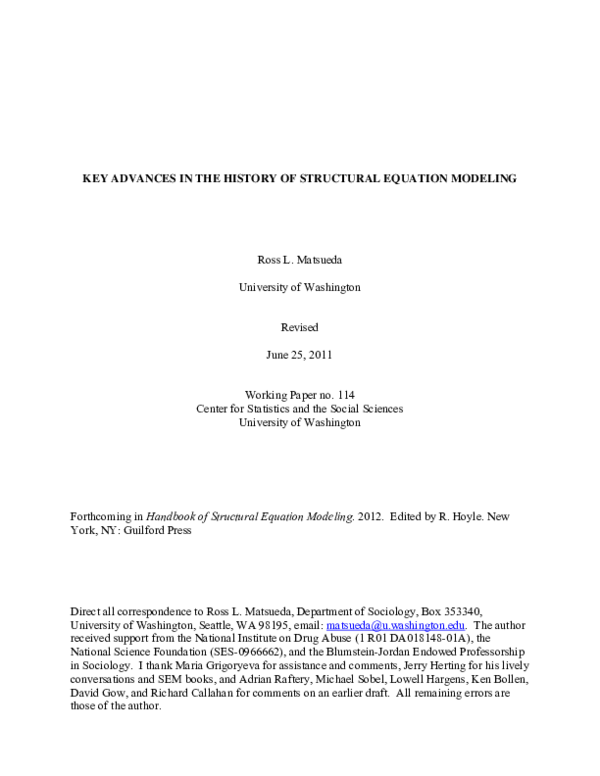(PDF) Key advances in the history of structural equation modeling