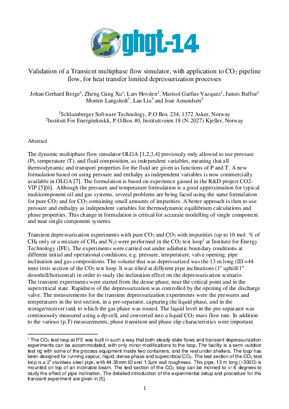 Pdf Validation Of A Transient Multiphase Flow Simulator With Application To Co2 Pipeline Flow