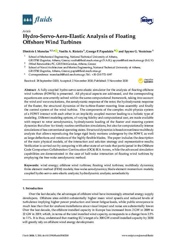 (PDF) Hydro-Servo-Aero-Elastic Analysis of Floating Offshore Wind Turbines | Spyros Voutsinas ...