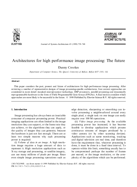 (PDF) Architectures for high performance image processing: The future
