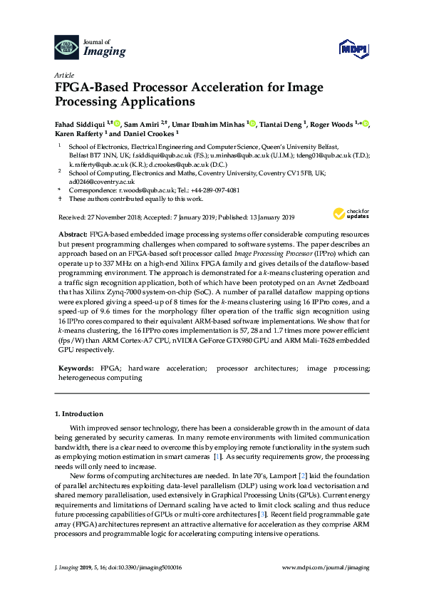 (PDF) FPGA-Based Processor Acceleration for Image Processing Applications