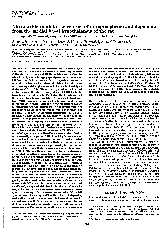 (PDF) Nitric Oxide's Role in Modulating Norepinephrine and Dopamine