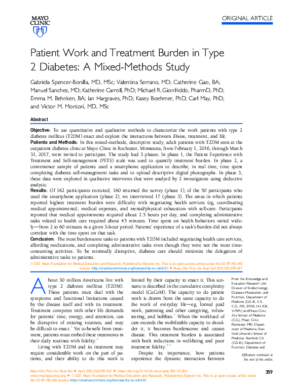 (PDF) Patient Work and Treatment Burden in Type 2 Diabetes: A Mixed ...
