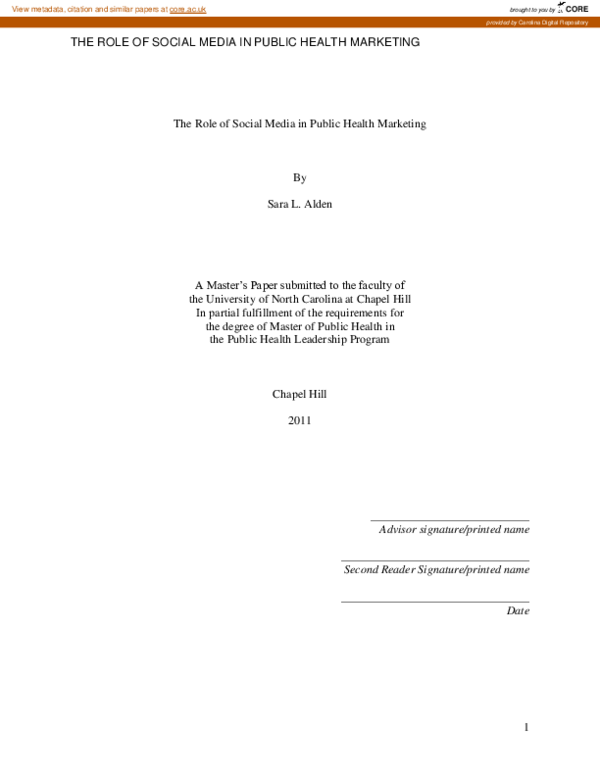 (PDF) The Role of Social Media in Public Health Marketing