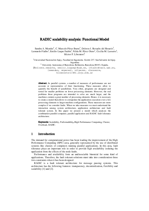 (PDF) RADIC scalability analysis: functional Mmodel
