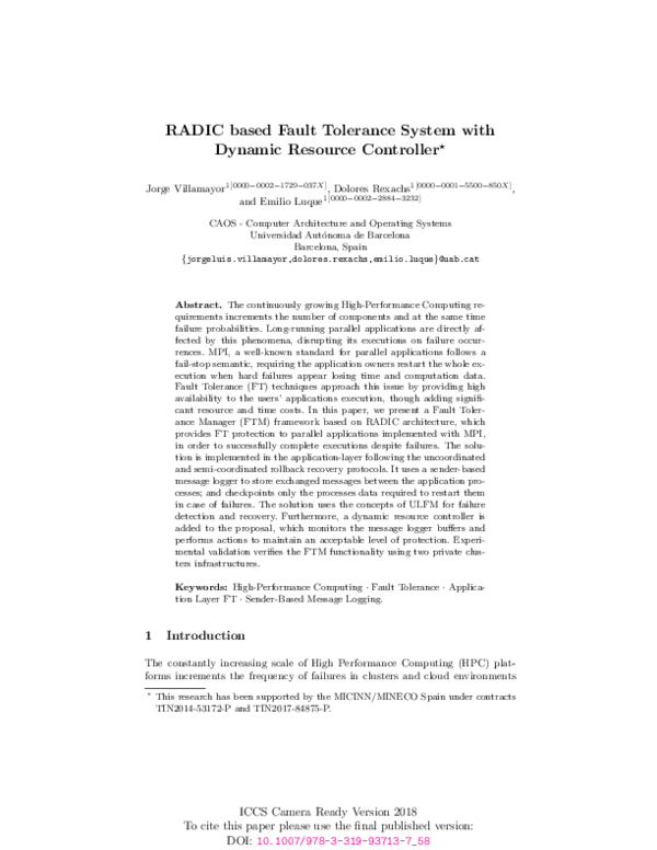 (PDF) RADIC Based Fault Tolerance System with Dynamic Resource Controller