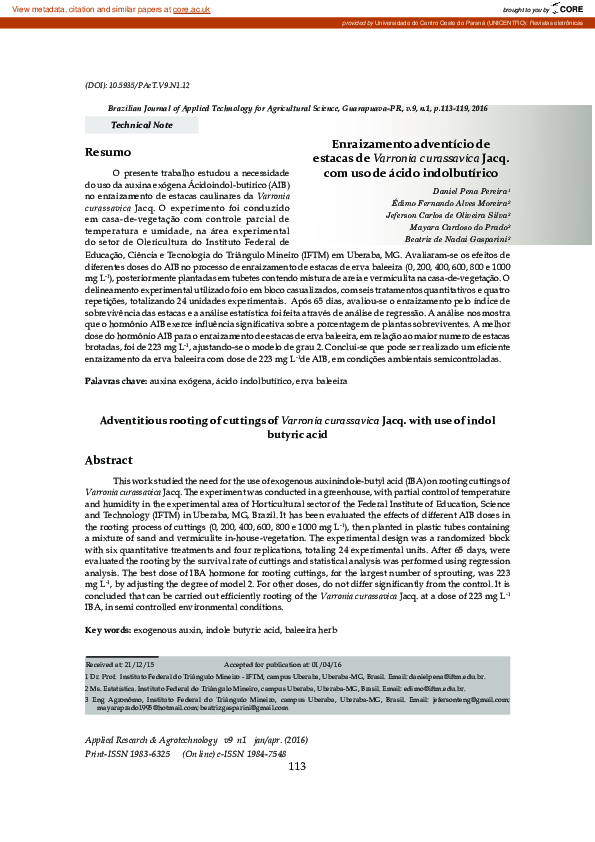 (PDF) Enraizamento adventício de estacas deVarronia curassavicaJacq ...