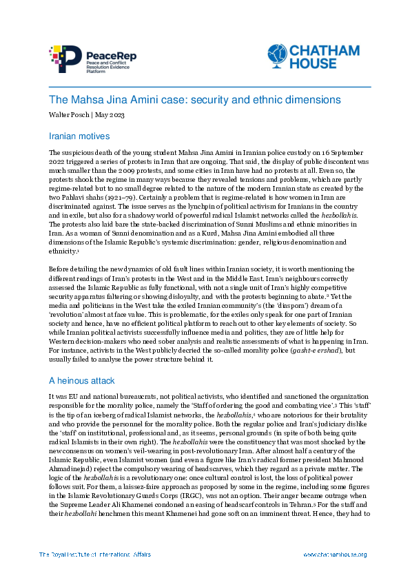 (PDF) Mahsa Jina Amini Case: Protests and Ethnic Tensions in Iran
