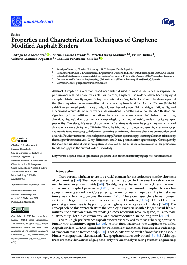 (PDF) Properties and Characterization Techniques of Graphene Modified ...
