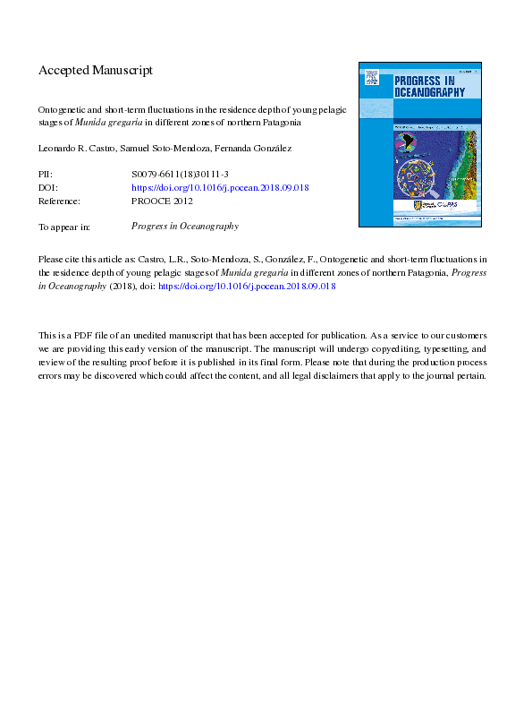 (PDF) Ontogenetic and short-term fluctuations in the residence depth of ...