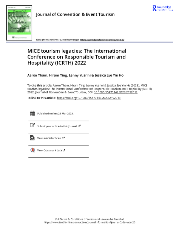 (PDF) MICE tourism legacies: The International Conference on ...