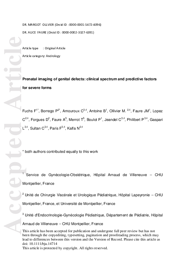 (PDF) Prenatal imaging of genital defects: clinical spectrum and ...