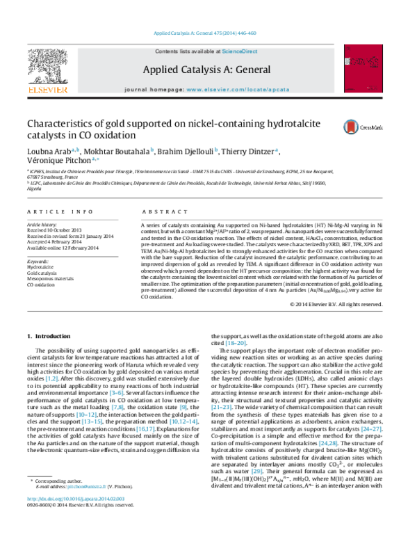 (PDF) Characteristics of gold supported on nickel-containing ...