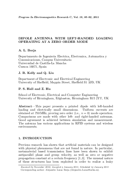 (PDF) Dipole Antenna with Left-Handed Loading Operating at a Zero Order ...