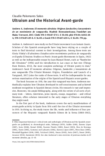 (PDF) Ultraism and the Historical Avant-garde