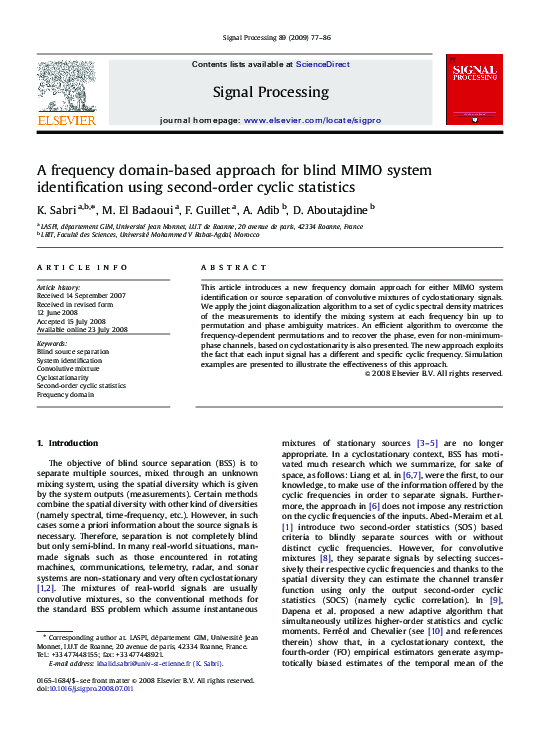 Pdf A Frequency Domain Based Approach For Blind Mimo System