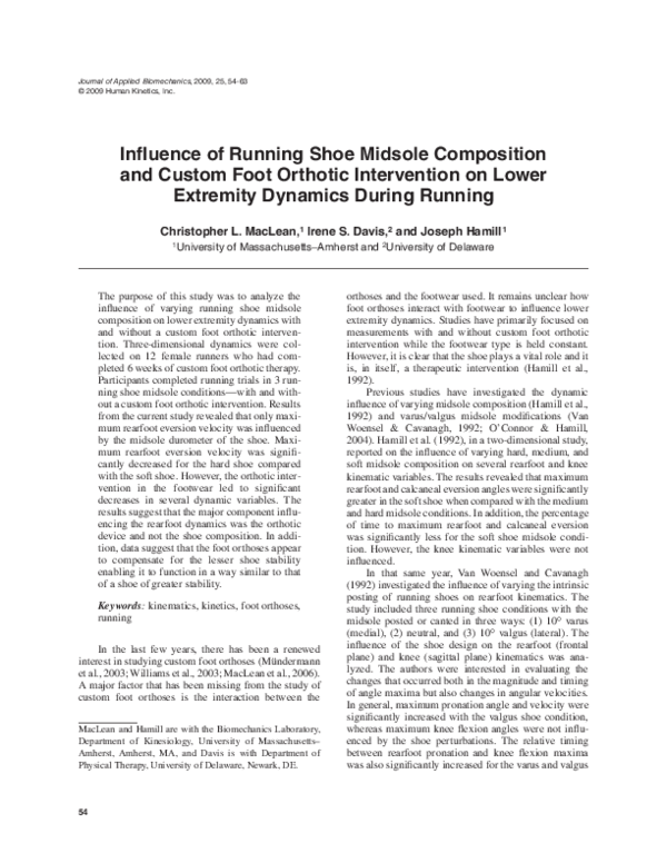 (PDF) Influence of Running Shoe Midsole Composition and Custom Foot ...