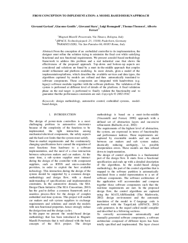 (PDF) From Conception to Implementation: A Model Based Design Approach (PDF) From Conception to Implementation: A Model Based Design Approach