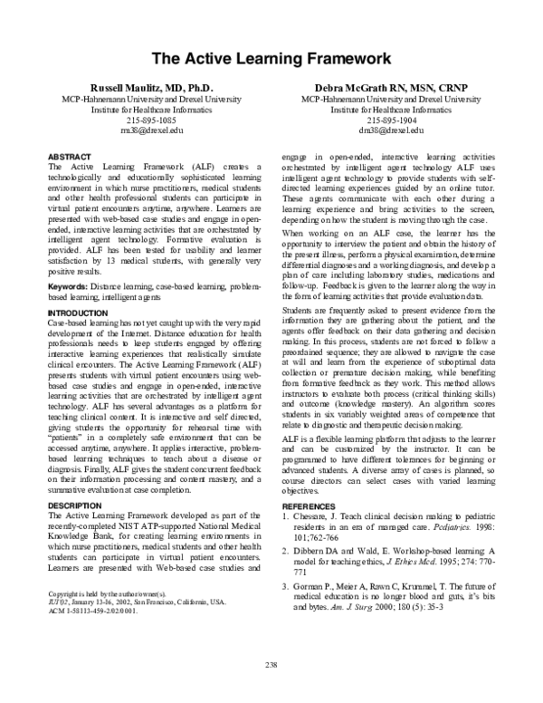Pdf The Active Learning Framework