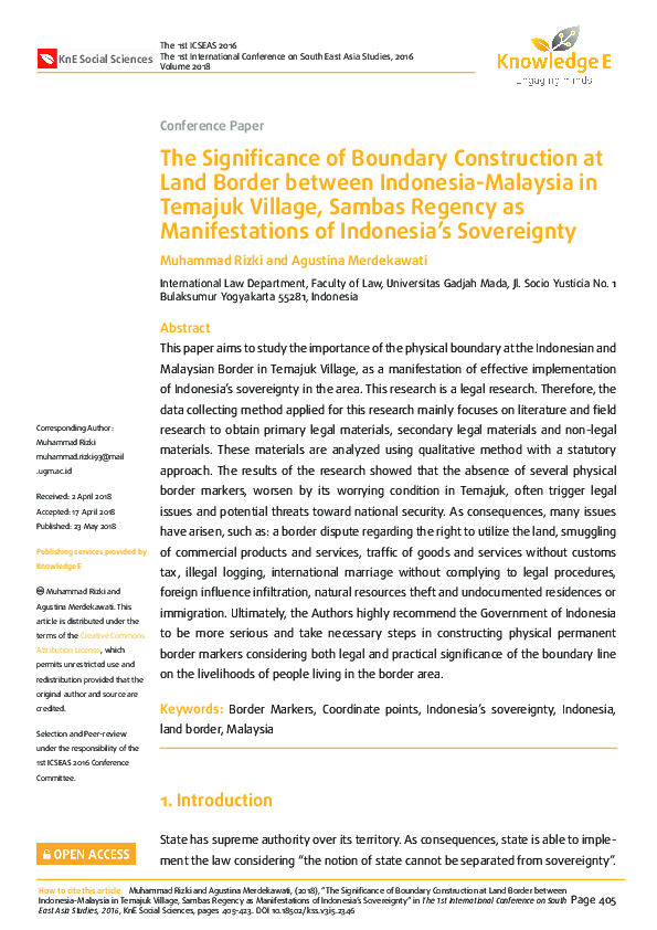 (PDF) The Significance of Boundary Construction at Land Border between ...