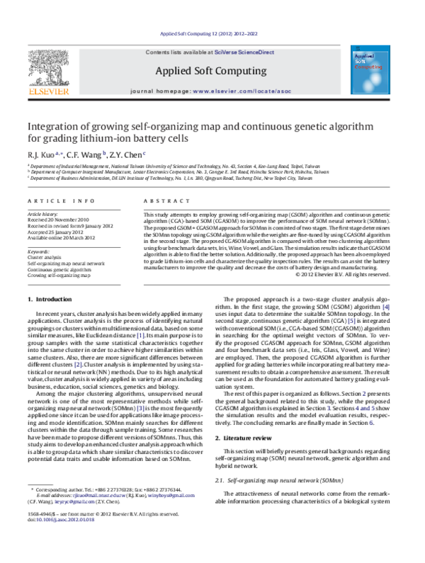 Pdf Integration Of Growing Self Organizing Map And Continuous Genetic Algorithm For Grading