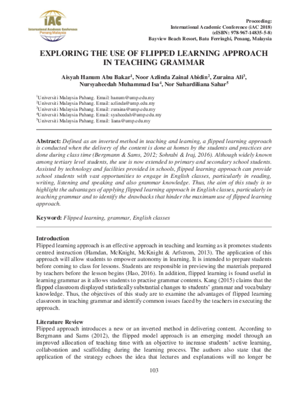(PDF) Exploring the use of flipped learning approach in teaching grammar