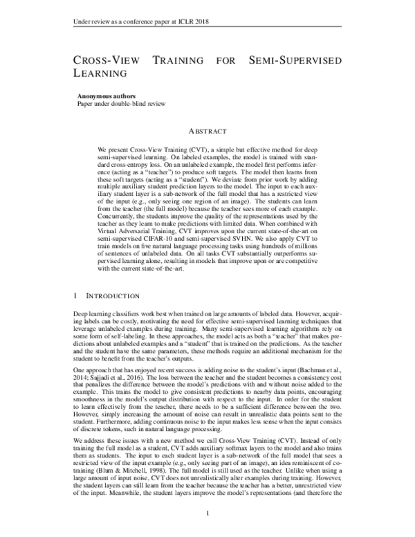 (PDF) Cross-View Training for Semi-Supervised Learning