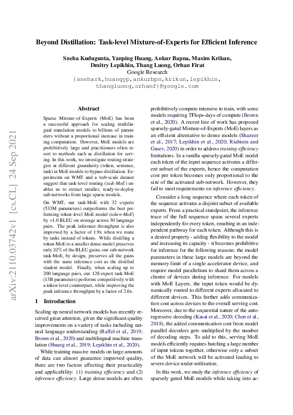 (PDF) Beyond Distillation: Task-level Mixture-of-Experts for Efficient Inference