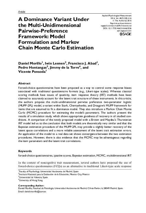 (PDF) A Dominance Variant Under the Multi-Unidimensional Pairwise-Preference Framework