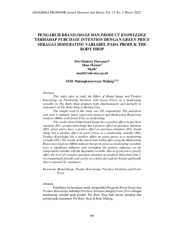 (PDF) Pengaruh Brand Image Dan Product Knowledge Terhadap Purchase ...