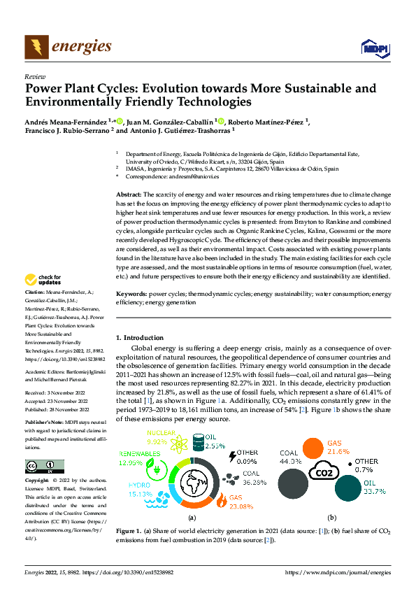 (PDF) Power Plant Cycles: Evolution towards More Sustainable and ...