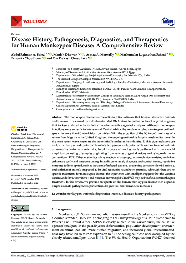 (PDF) Disease History, Pathogenesis, Diagnostics, and Therapeutics for ...