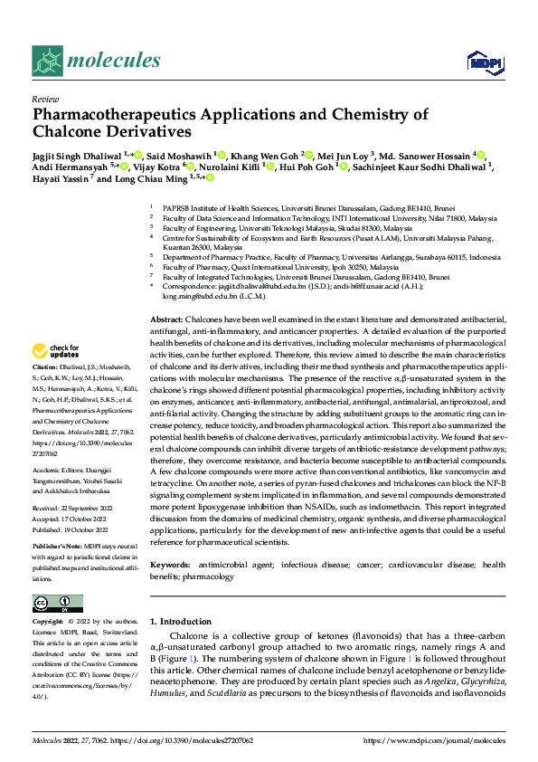 (PDF) Pharmacotherapeutics Applications and Chemistry of Chalcone ...
